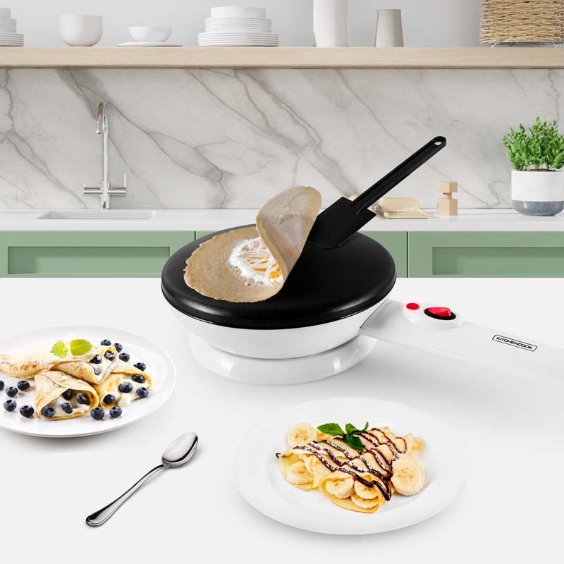 Crêpière électrique blanche sans fil de 20 cm CREPEASY - KITCHENCOOK