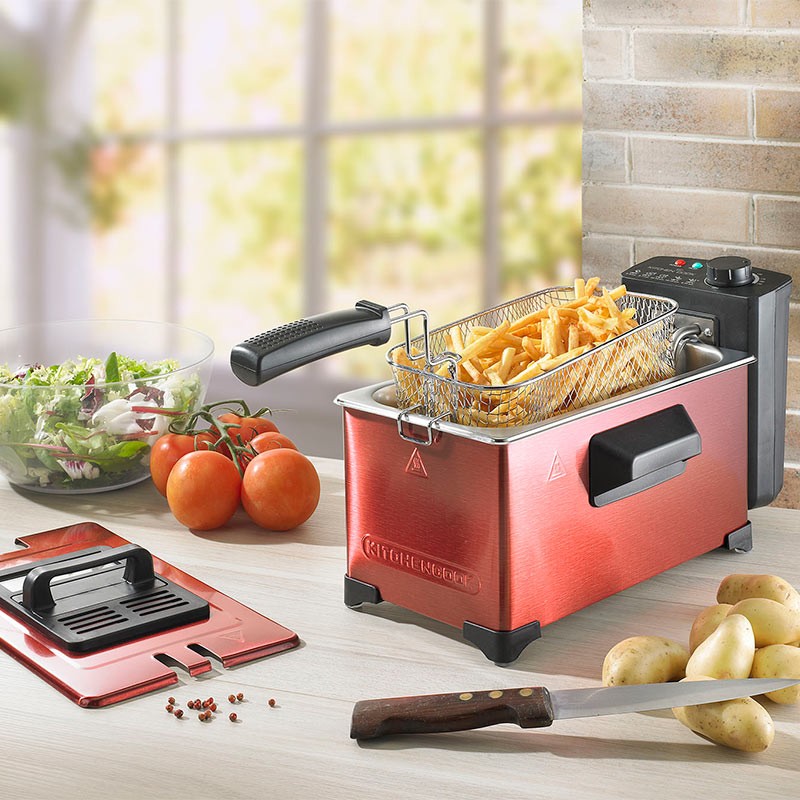 Friteuse en inox rouge 3l 2000w FR3030 RED - KITCHENCOOK